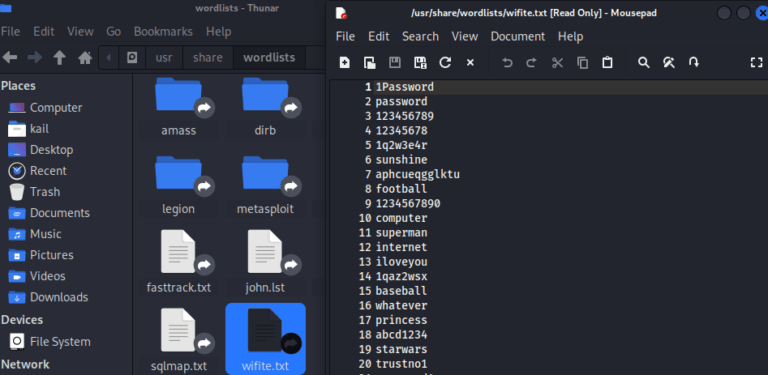 الوصول الى كلمات المرور الجاهزة في نظام كالي لينكس - os73